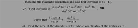 Then Find The Quadratic Polynomial And Also Find The Value Of α−β27