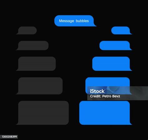 메신저 채팅 또는 웹 사이트에 대한 메시지 거품 디자인 템플릿 어두운 인터페이스를위한 거품 디자인 모던 벡터 일러스트 플랫 스타일 개체 그룹에 대한 스톡 벡터 아트 및 기타