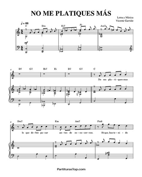 No Me Platiques Mas Partitura Luis Miguel ♪ Partituras Top