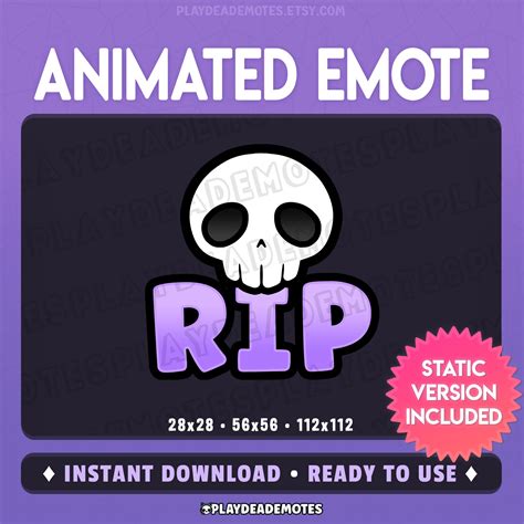 Animated Rip Emote In Soft Purple With Skull Animatedstatic Digital