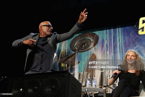 Actress And Choreographer Gates Mcfadden Laughs As Actor Michael Dorn