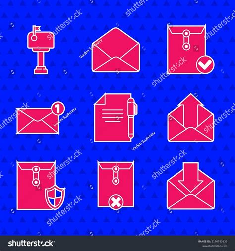 Set Document Pen Delete Envelope Envelope Stock Vector Royalty Free