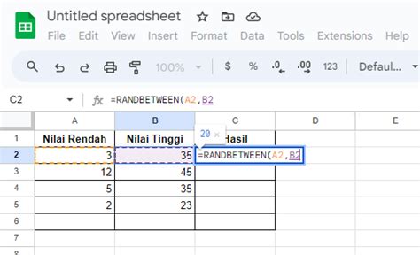 Rumus Fungsi Randbetween Tutorial