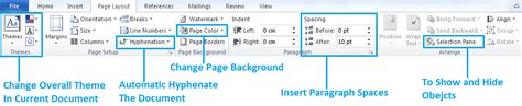 MS WORD PAGE LAYOUT MENU