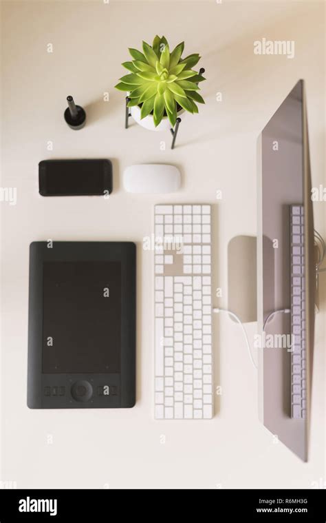 Designer Workspace Minimalistic Home Office Blank Screen Desktop