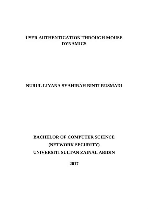 Pdf User Authentication Through Mouse Suhailan