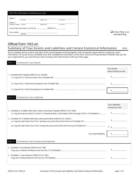 Official Form 106sum Fill Out Sign Online And Download Fillable Pdf