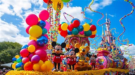 Mickey Mouse Float At The Disneyland World Parade Premium Ai