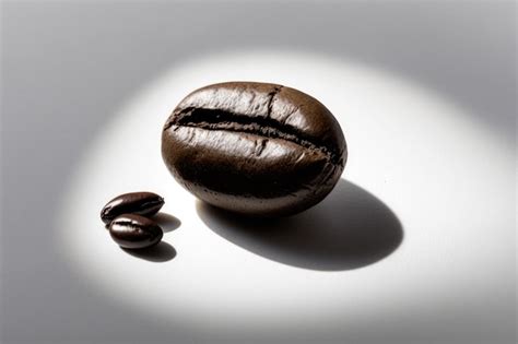 Premium Ai Image One Roasted Coffee Bean On A White Backdrop Using A Shadow