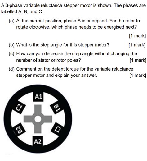 solved 3 phase variable reluctance stepper motor is shown