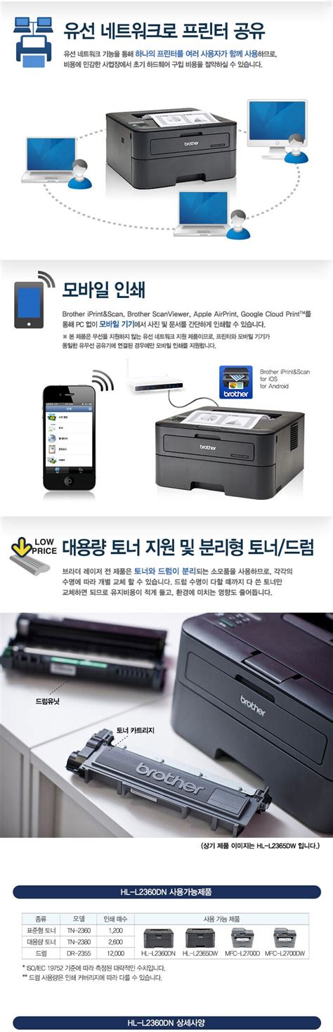 브라더 흑백 레이저 프린터 국민프린터 Hl L2360dn 감도 깊은 취향 셀렉트샵 29cm