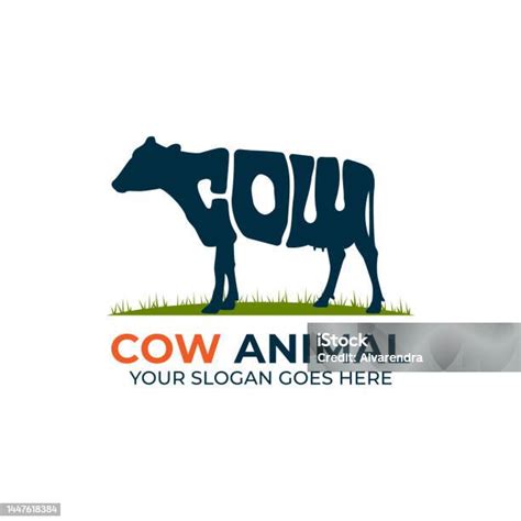 Vektor Desain Logo Hewan Sapi Logo Dengan Teks Warp Menjadi Bentuk