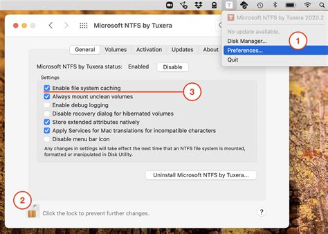 how do i disable file system caching ntfs for mac help center