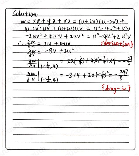 Solved For The Functions W Xy Yz Xz X U 2 Y U 2x And Z Uv Epress