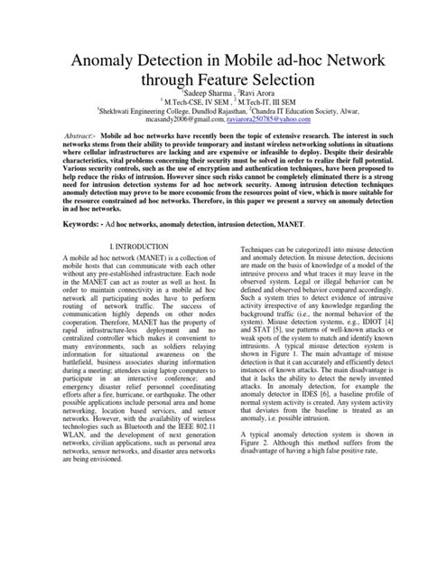 Anomaly Detection In Mobile Ad Hoc Network Through Feature Selection