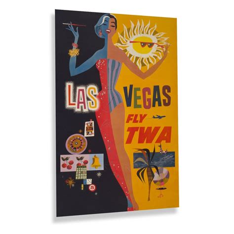 1960 Las Vegas Travel Poster Print Vintage Airline Poster Of Etsy