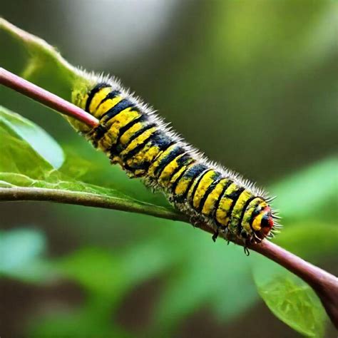 A Caterpillar That Is On A Plant Premium Ai Generated Image