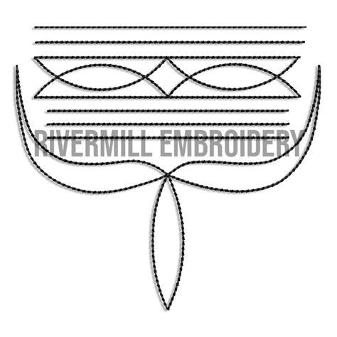 Western Cowboy Boot Toe Stitch Pattern Machine Embroidery Design 4