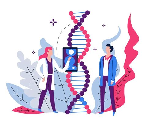 Premium Vector Dna Genetic Code Examination Lab Equipment And Scientists