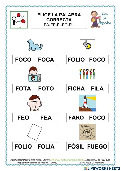 Elige La Palabra Correcta Con Fa Fe Fi Fo Fu MayÚsculas 1 Worksheet