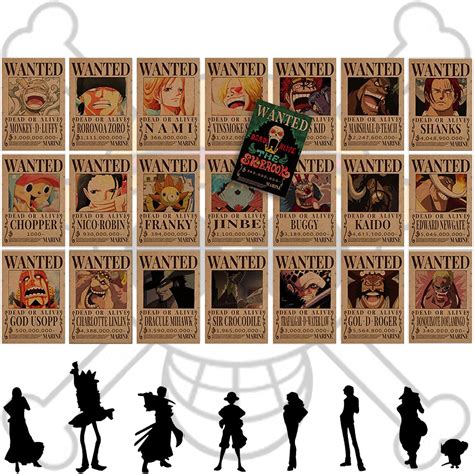 One Piece Wanted Póster 22 Piezas Anime Póster Kit De Collage De