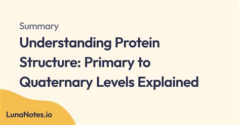 Understanding Protein Structure Primary To Quaternary Levels Explained Video Summary By Lunanotes
