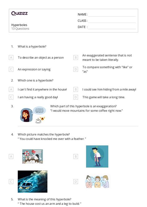 50 Hyperbole Worksheets For 4th Grade On Quizizz Free And Printable