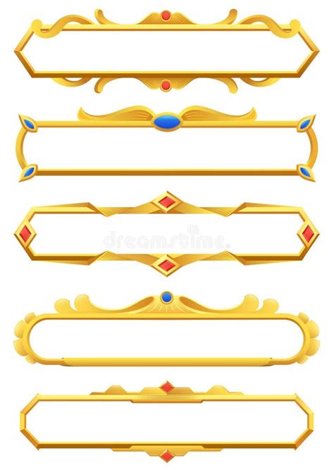 empty gold ui frames with gems set of game frames in medieval and