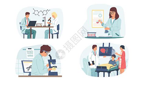基因分子卡通插画基因分子卡通卡通基因分子卡通插图手绘板绘摄图网