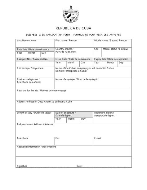 Cuba Tourist Visa Application Form At Molly Carmichael Blog
