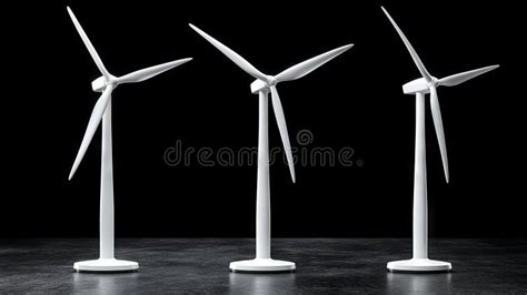 At Night Three Wind Turbines Generate Renewable Energy Against A Dark Backdrop Contributing To