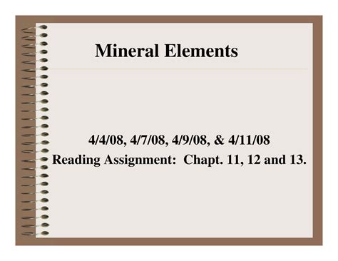 As 314 08 Mineral Elements Mineral Elements 4408 4708 4908