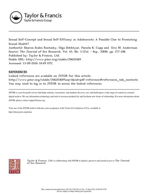 Pdf Sexual Self Concept And Sexual Self Efficacy In Adolescents A Possible Clue To Promoting