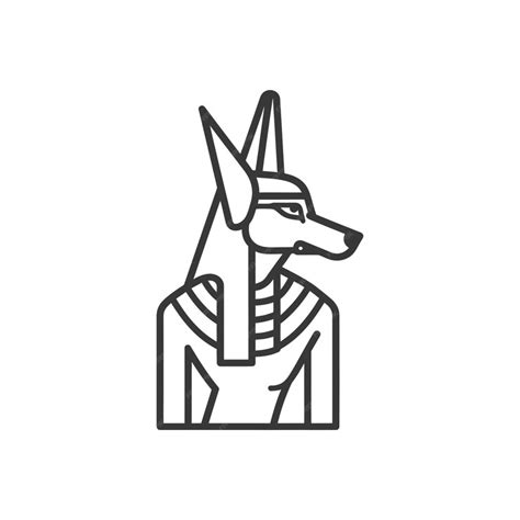 Line Art Illustration Of Anubis The Egyptian God Of The Dead Premium