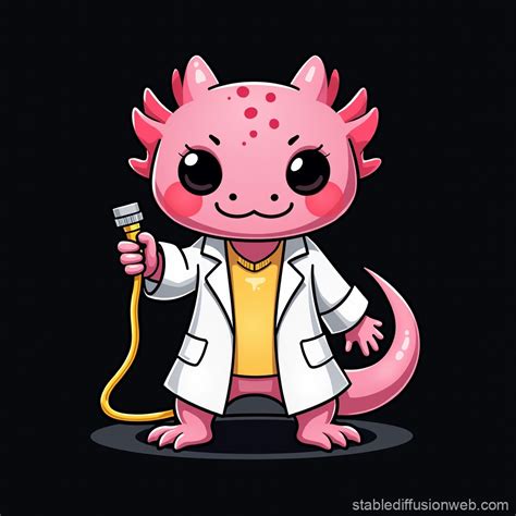 Create A Funko Style Vector Logo Featuring A Scientist Pink Axolotl Wearing A White Lab Coat The
