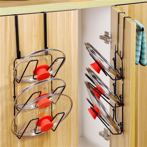 Yigii 2 Pack Cabinet Door Pot Lid Organizer Pot Lid Holder Over The