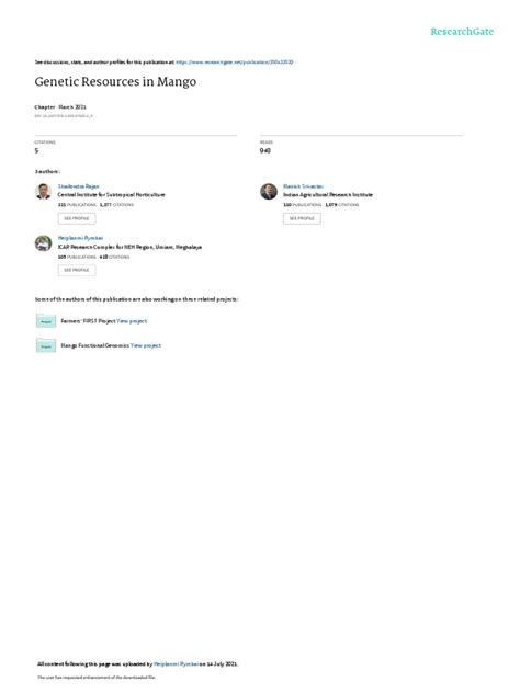 Mango Genome Book Pdf Dna Sequencing Plant Breeding