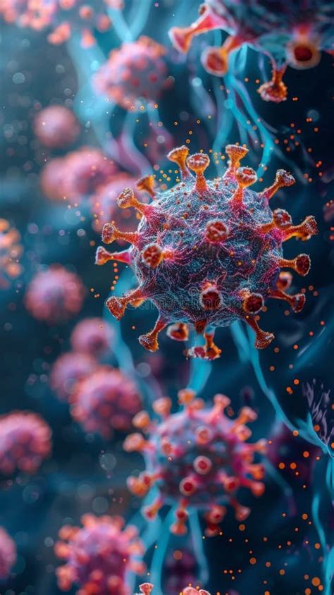 Close Up Of Dense Colony Of Viruses Inside Cell Wall Stock Illustration Illustration Of