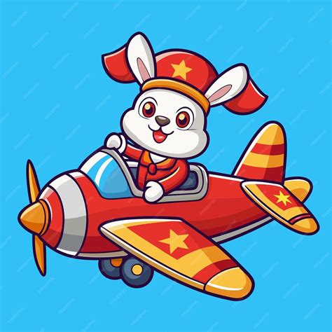 Adorable Chinese Rabbits Patriotic Journey On A Plane Premium Ai