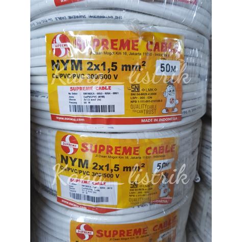 Jual Kabel Listrik Supreme Nym 2x15 Kabel Nym Supreme 2x15 50mtr