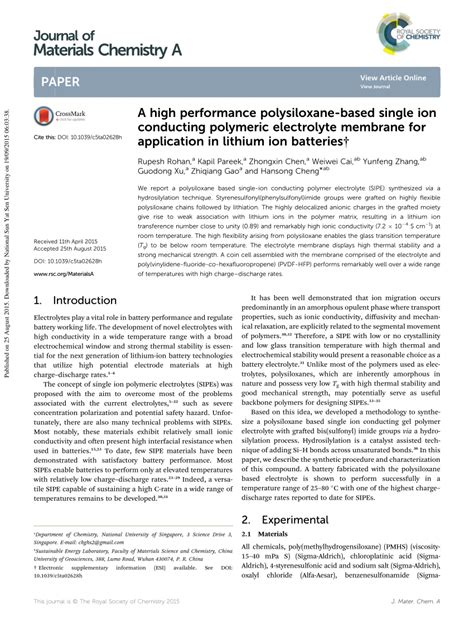 Pdf A High Performance Polysiloxane Based Single Ion Conducting