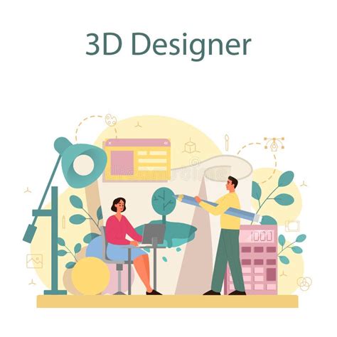 Designer 3d Modeling Concept Digital Drawing With Electronic Tools