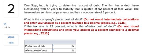 Solved One Step Inc Is Trying To Determine Its Cost Of