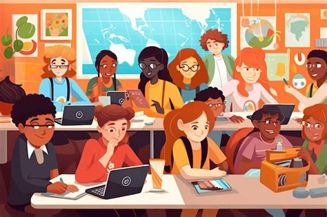 Premium Ai Image Group Student In Class Room Students In A Library