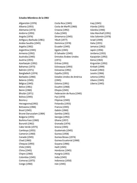 Estados Miembros De La Onu Pdf Migración Humana Relaciones