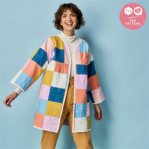 Quilted Jacket Pattern Sewing Pattern Patchwork Coat Squares Quilt