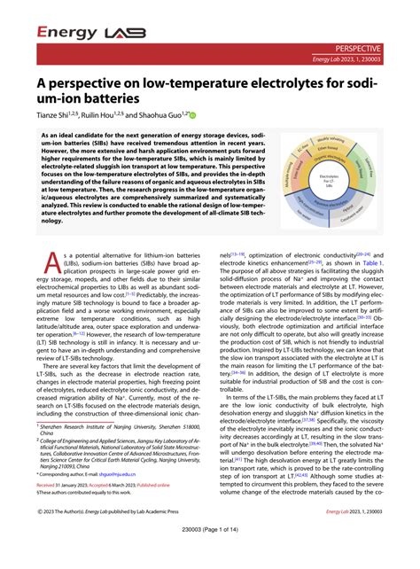 Pdf A Perspective On Low Temperature Electrolytes For Sodium Ion