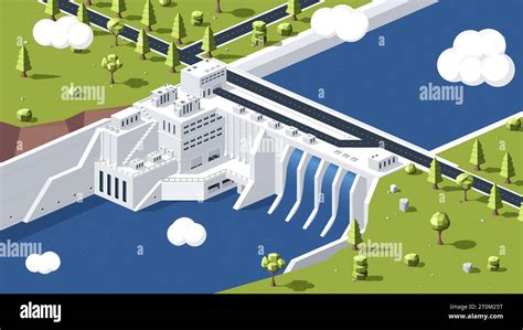 Hydropower Vector Low Poly Model Stock Vector Image And Art Alamy