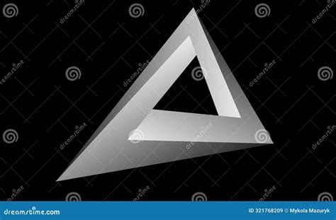 Distorted Penrose Triangle Or Penrose Tribar Or The Impossible Tribar With Gradient On Black