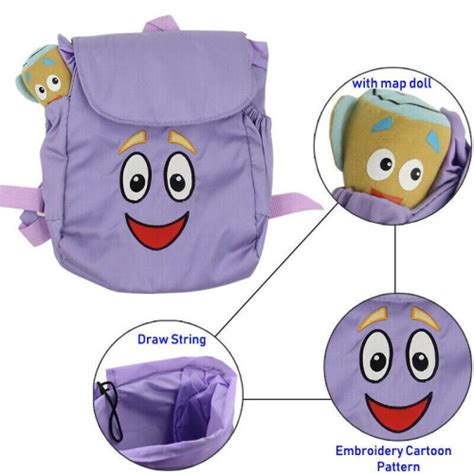 Dora The Explorer Nylon Backpack Preschool Bag And Map Plush Doll On Onbuy